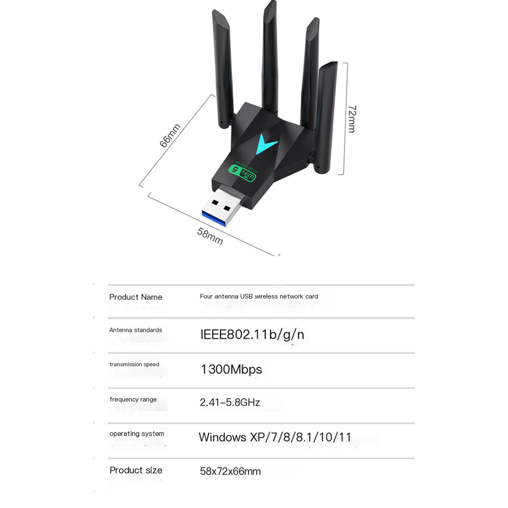 (Local Shipment) 1300Mbps WiFi6 USB Adapter Dual Band 2.4G+5Ghz Wi-Fi ...