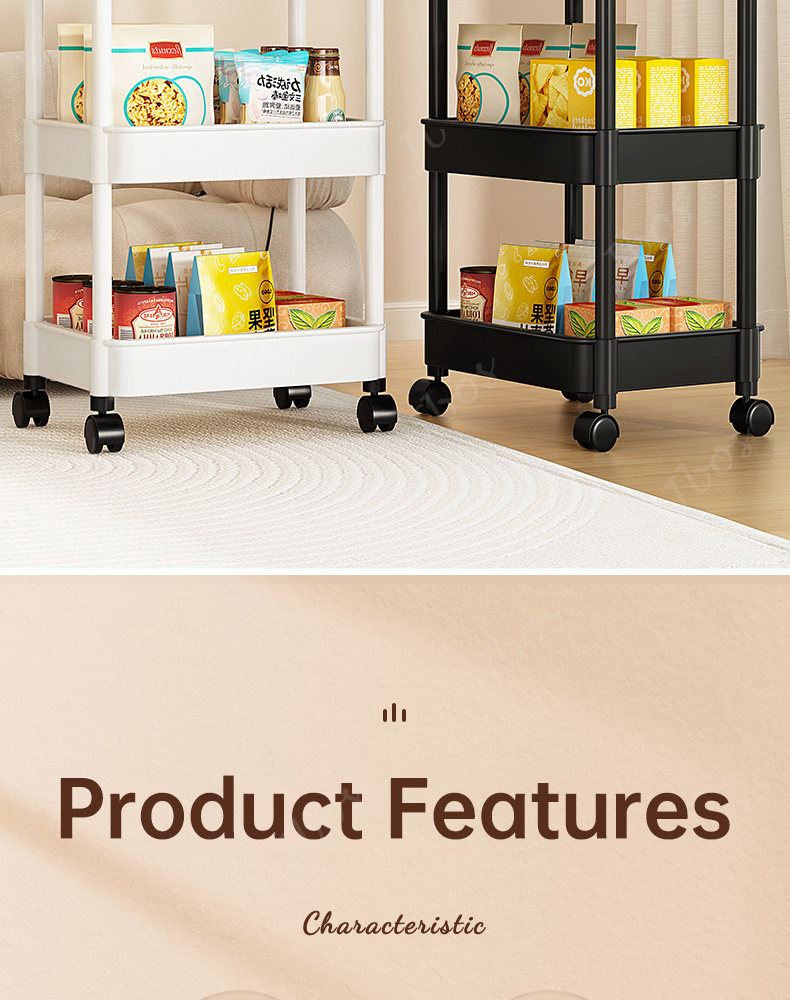 3/4/5 Layer Trolley Cart Organizer Storage Shelf Moving Rack With Wheel ...