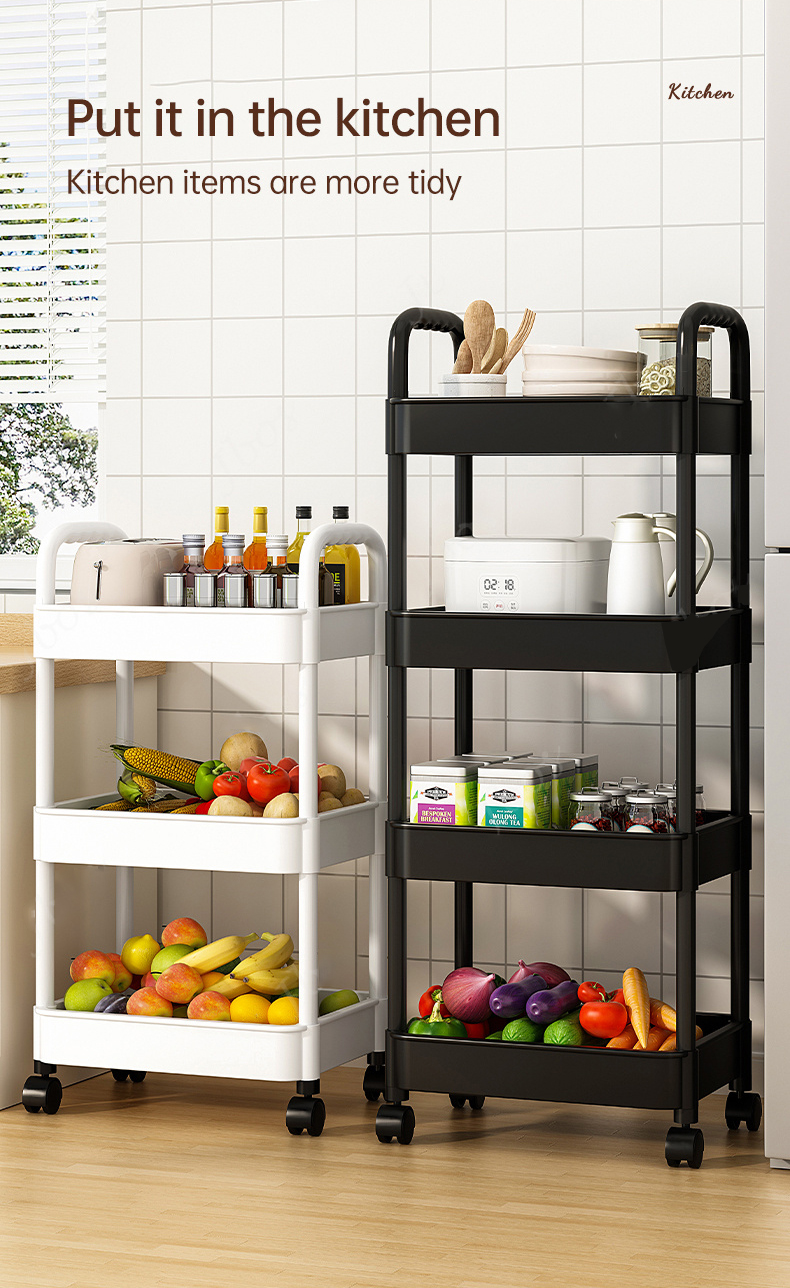 3/4/5 Layer Trolley Cart Organizer Storage Shelf Moving Rack With Wheel ...