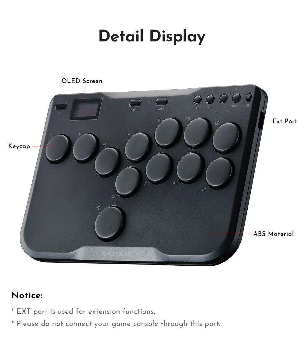 Haute42 Cosmox Mini Arcade Joystick Hitbox Controller Keyboard Leverless Hitbox Fightstick For