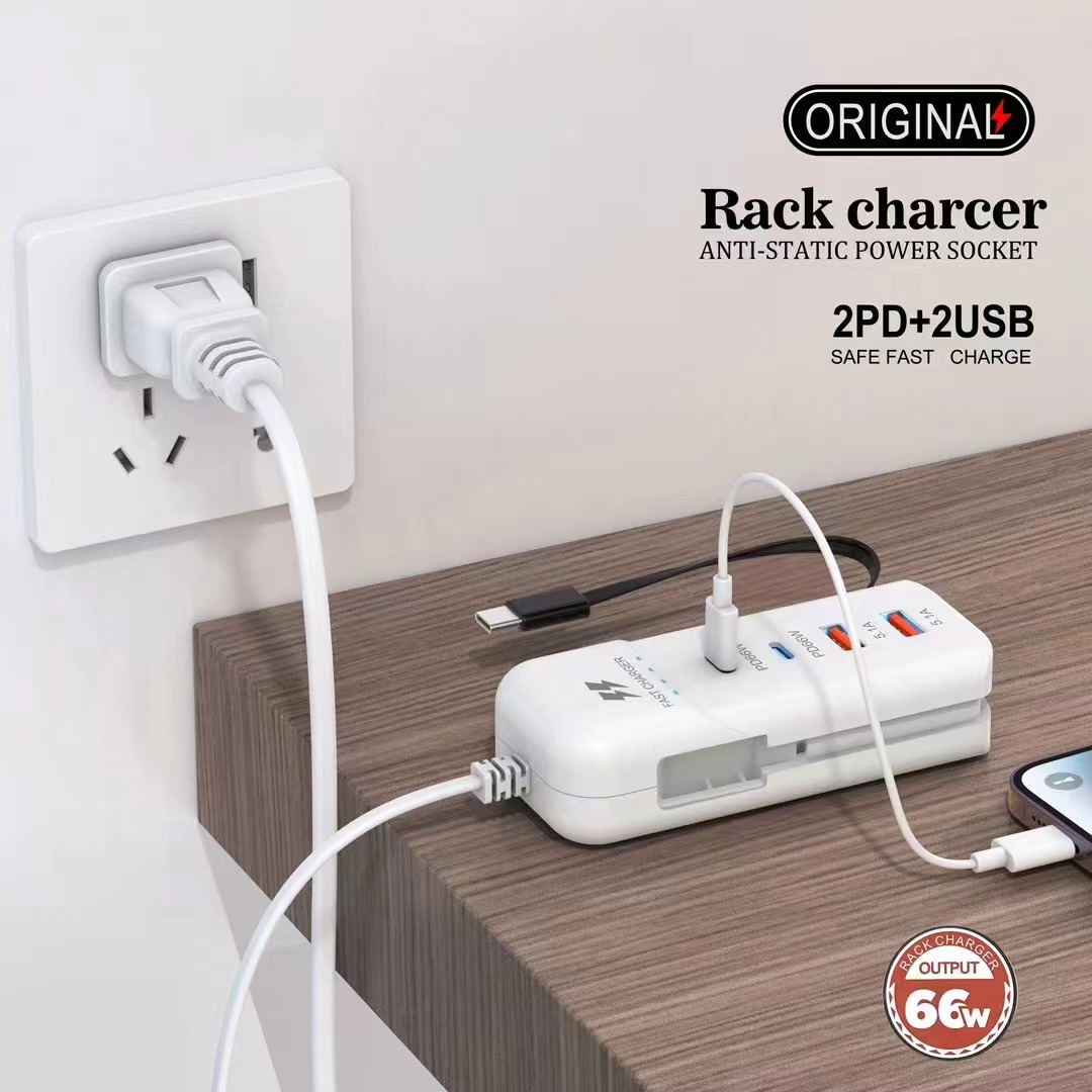 4 Port USB Charger with Type-c Socket Extension Cable Multi-port Dual ...