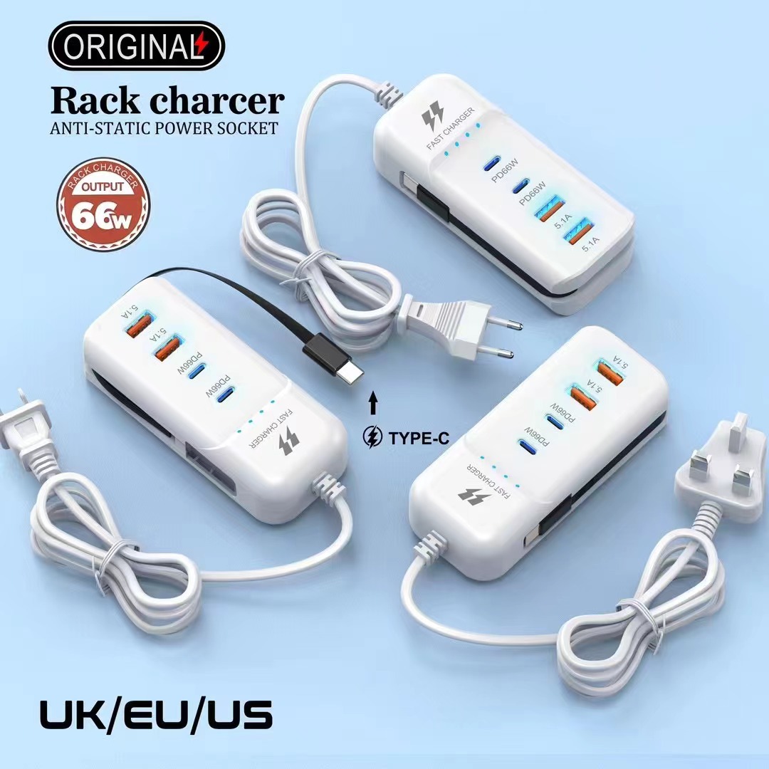 4 Port USB Charger with Type-c Socket Extension Cable Multi-port Dual ...