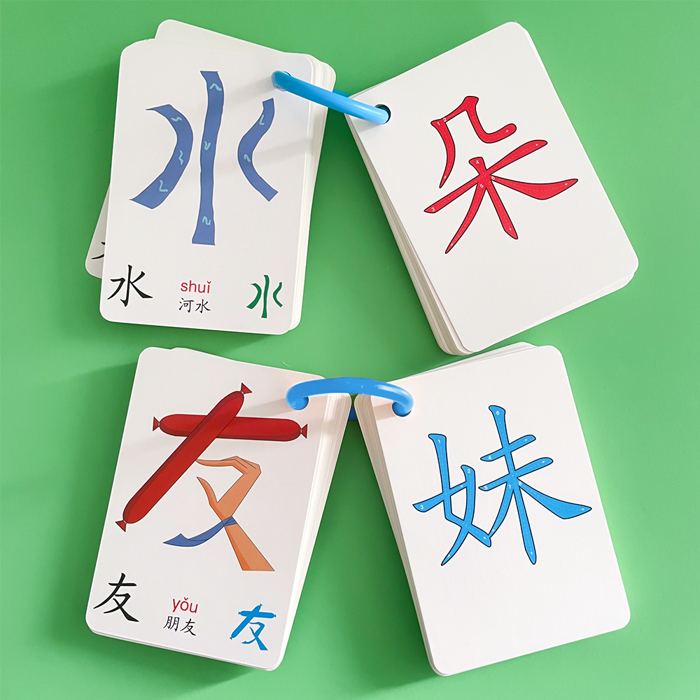 100Pcs Picture Literacy Chinese Characters Flash Cards for Kids Toddler ...