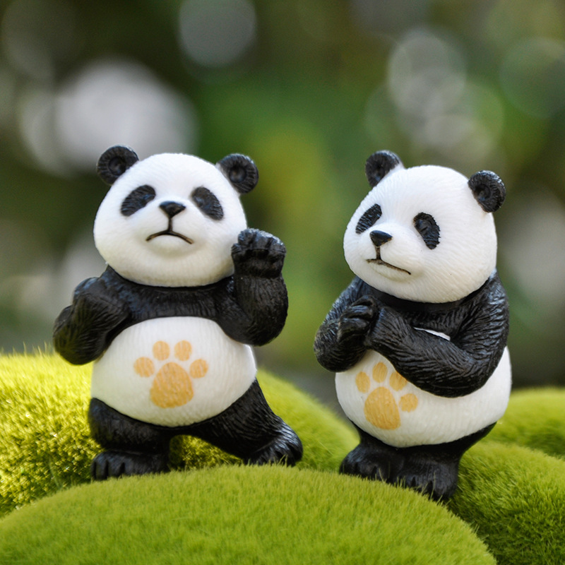4Pcs/Set Cute Artificial Giant Panda Figurines Miniatures Animal ...