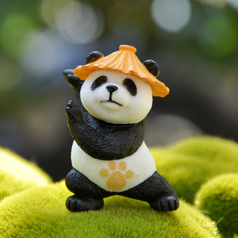 4Pcs/Set Cute Artificial Giant Panda Figurines Miniatures Animal ...