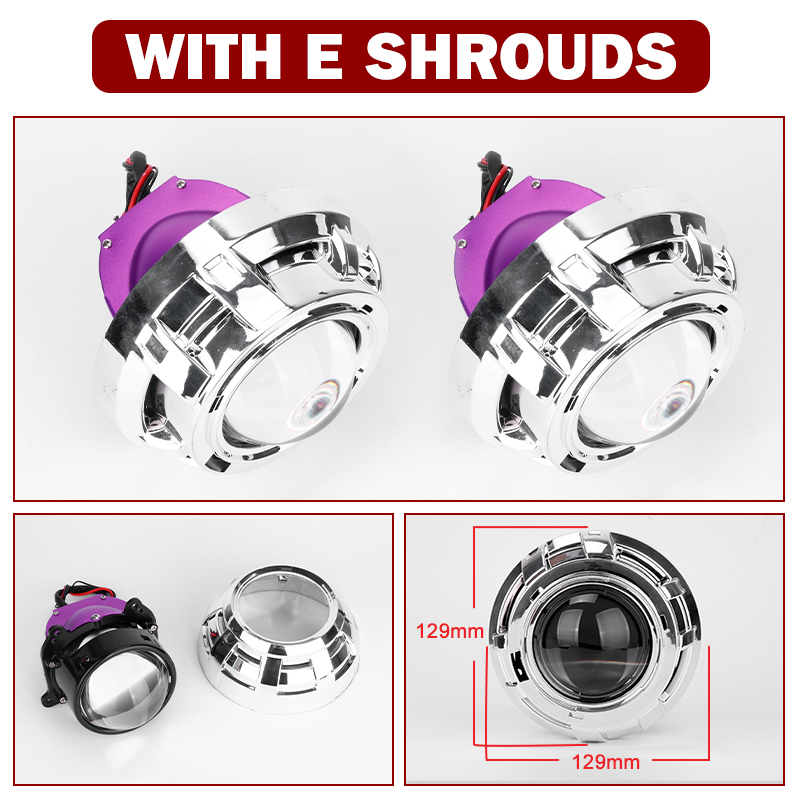 HLXG 12+6pc Chips 3.0 Inch Bi Led Projector Lens Halo Lights H4 H7 9005 9006 Car Headlights ...