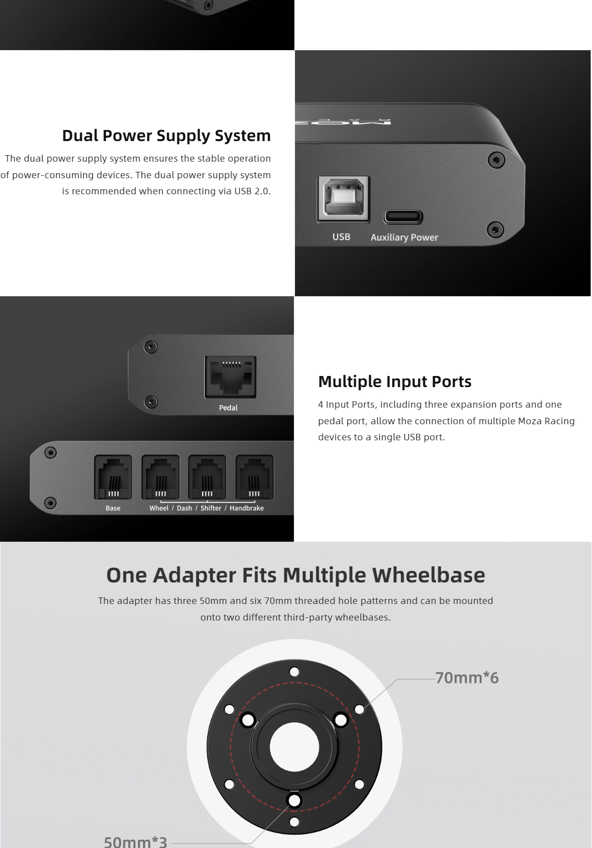 MOZA Universal Hub Kit Increased Compatibility Multiple Input Ports Dual Power Supply System ...