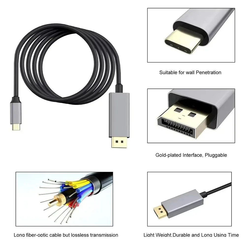 8K60Hz Type C to DP Cable Dynamic HDR USB C to DisplayPort Cable ...