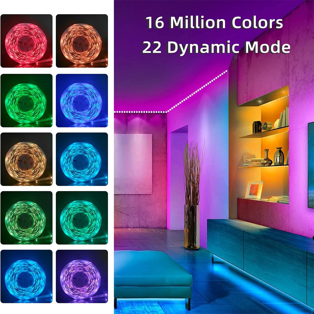 100ft LED room light strip with 24-key remote and APP control , DIY ...