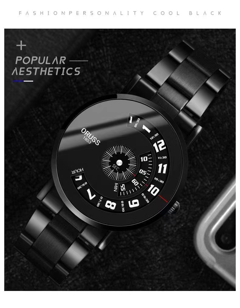 ORUSS Original Men Stainless Steel/Leather Unique Fashion Sport Analog ...