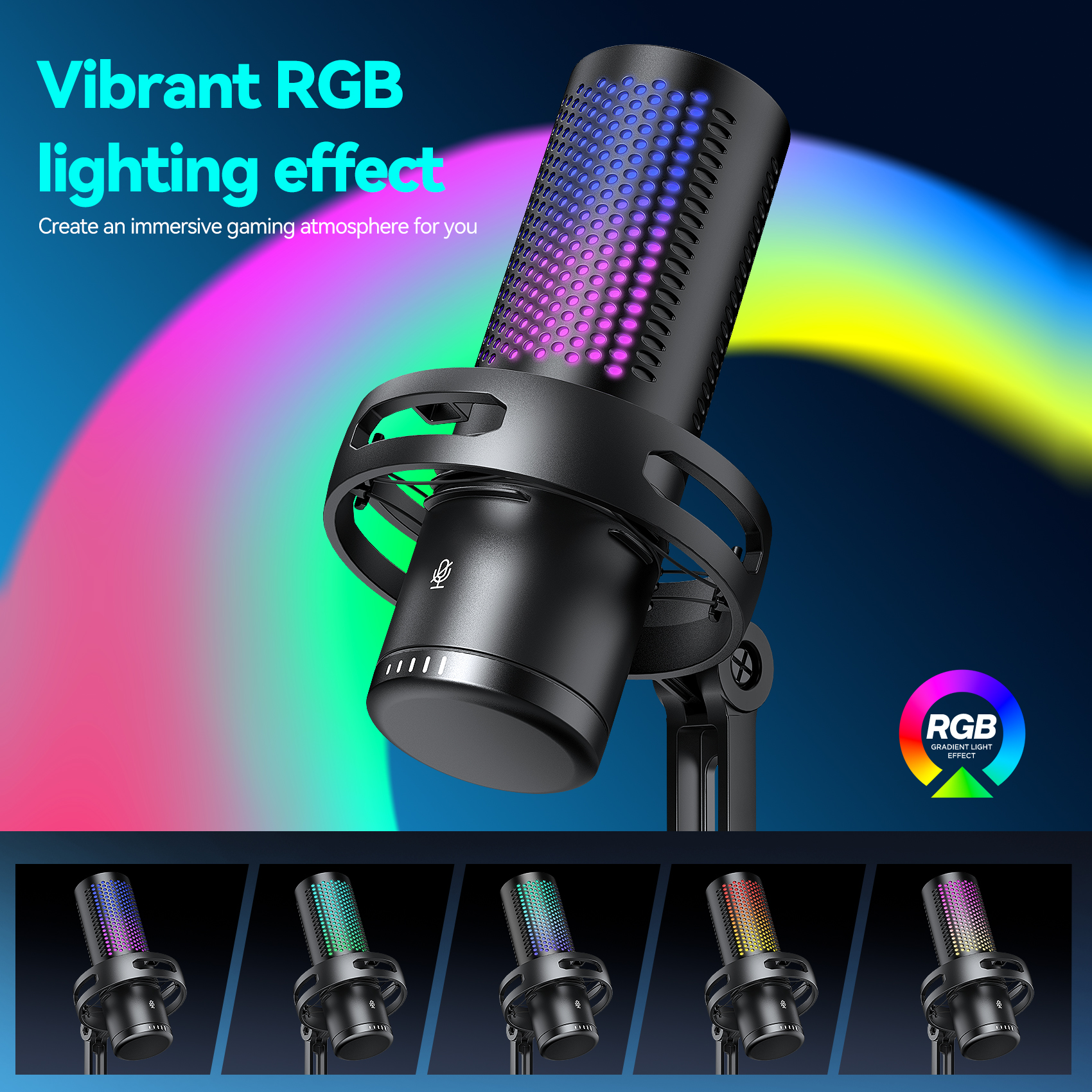 Gaming Microphone Professional Condenser Mic PC Laptop Computer Mike ...