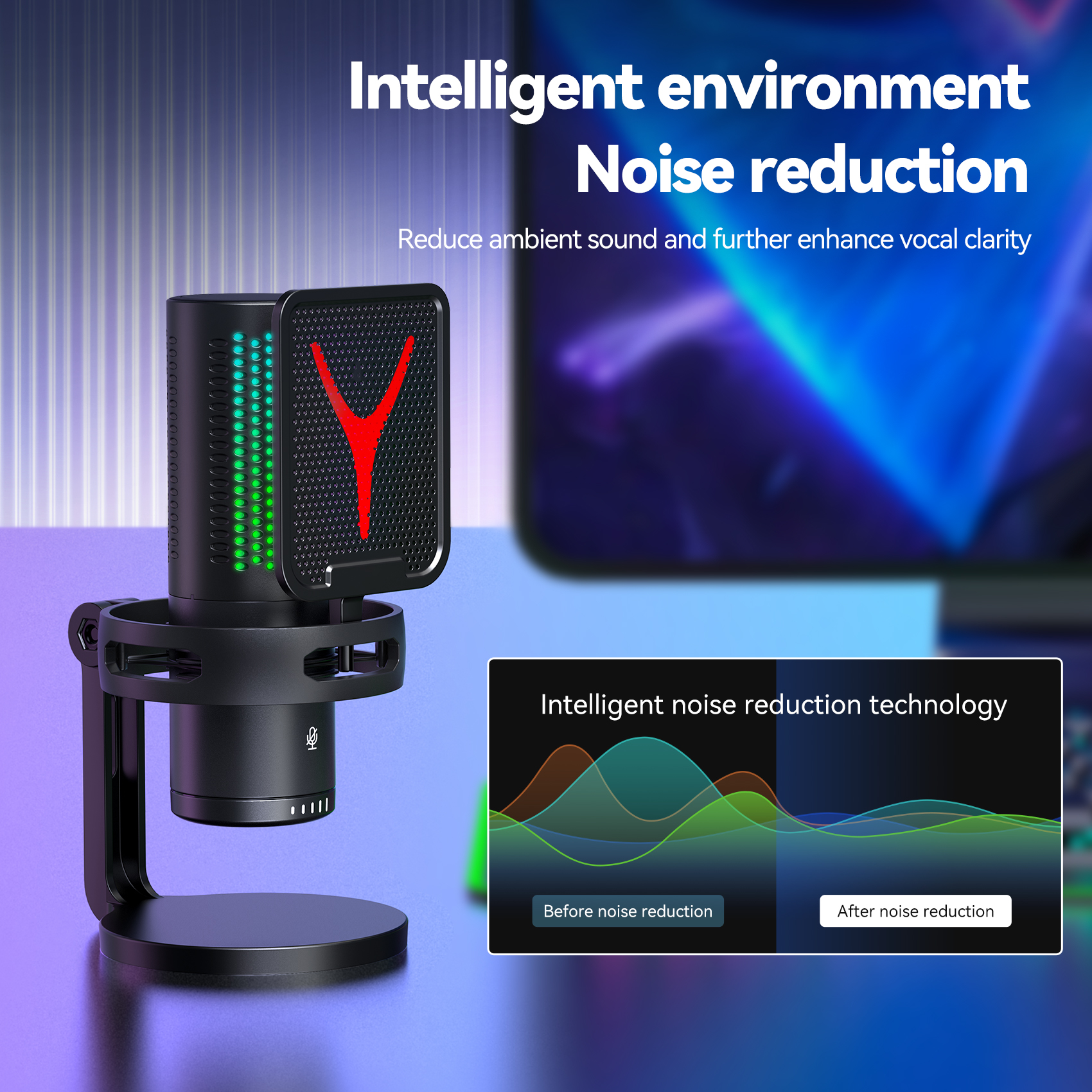 Gaming Microphone Professional Condenser Mic PC Laptop Computer Mike ...