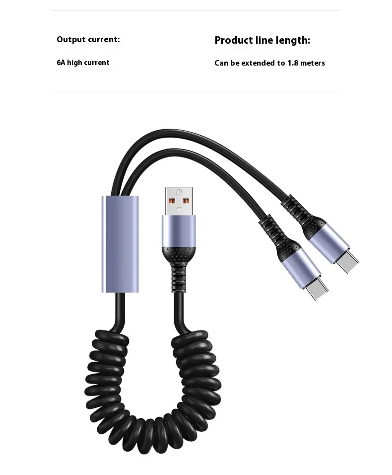 2 In 1 Blind Insertion Coiled Spring Retractable Cable 90°Stereoscopic ...