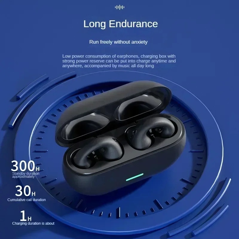 NEW Bluetooth 5.3 Wireless Headphones T75 Clip Ear Music Noise ...