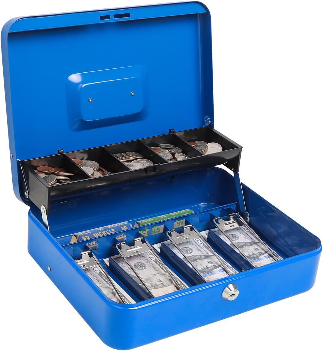 Jiditech Cash Box Safe Box Money Saving Organizer Lockable With Key ...
