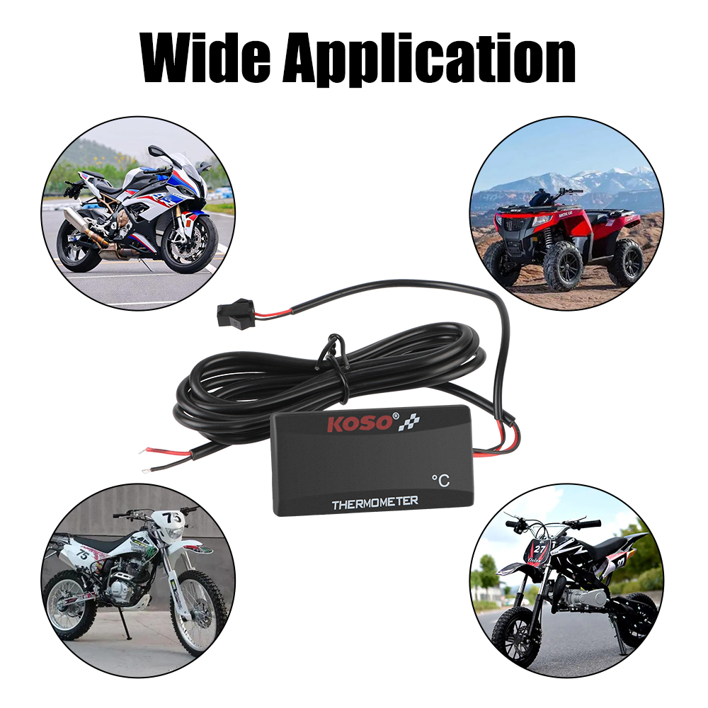 Motorcycle Thermometer With Sensors 0~120°C Monitor Water Tank Retrofit ...