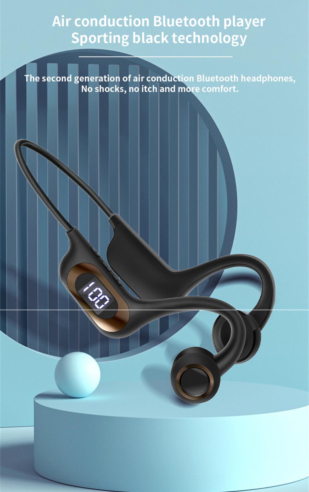 Bone Conduction Earphone Wireless Bluetooth 5.3 Headphone Outdoor Sport ...