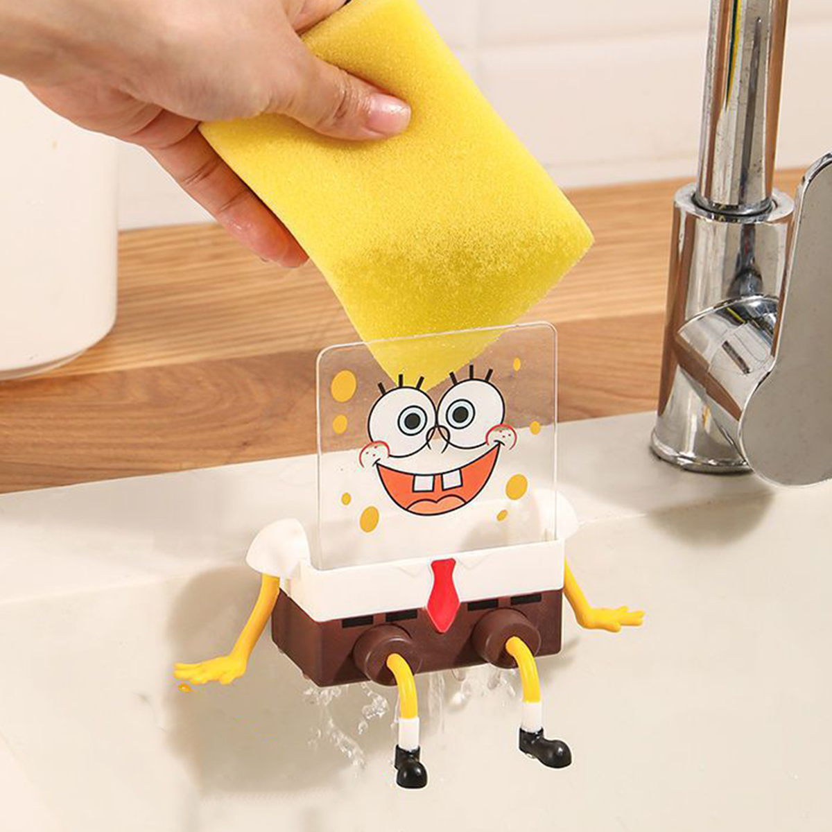 Kitchen Sink Drain Stand - Wood Pulp Sponge for Scrubbing, Soap ...