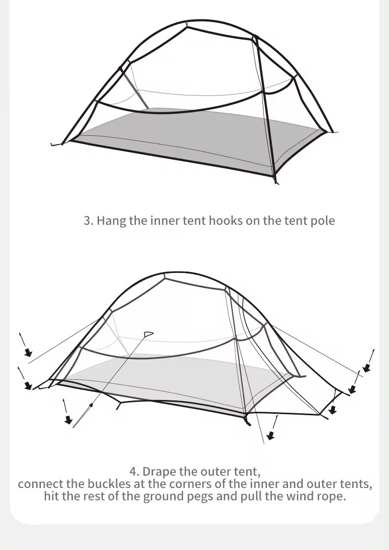 Naturehike Cloud Up Series Tents Pro 2 Person 20D Nylon Waterproof ...
