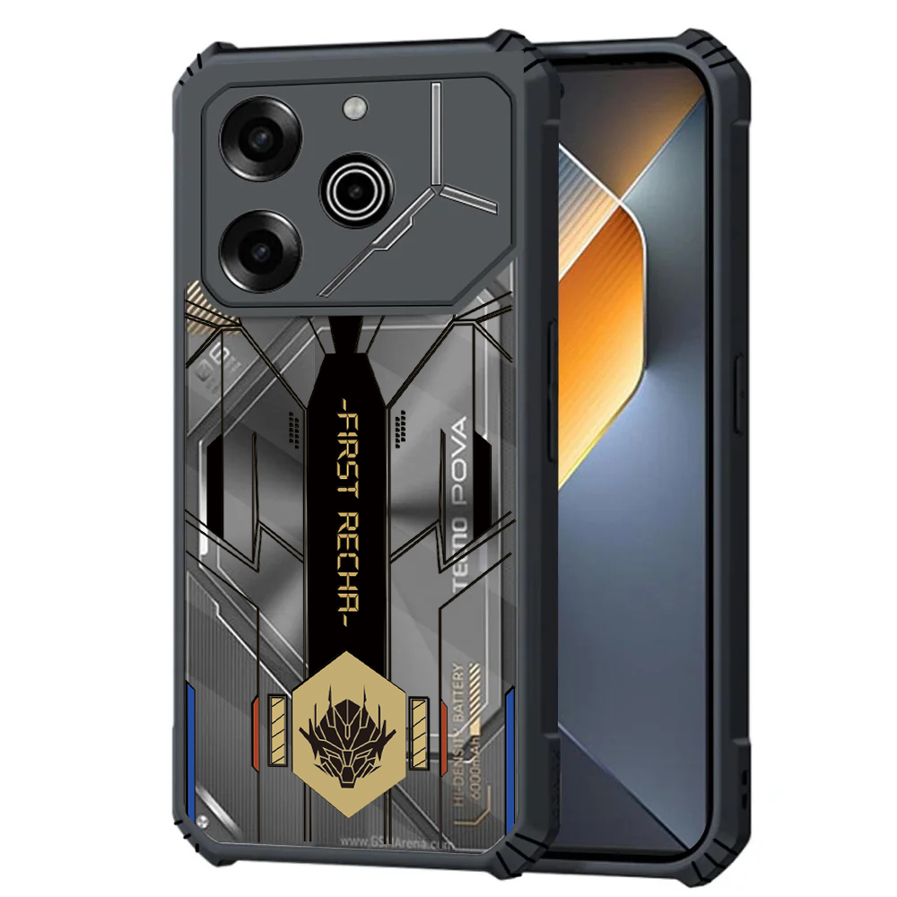 Casing For Tecno Pova 6 Neo Case Airbags Shockproof Transparent Laser Pattern Cover For Tecno ...