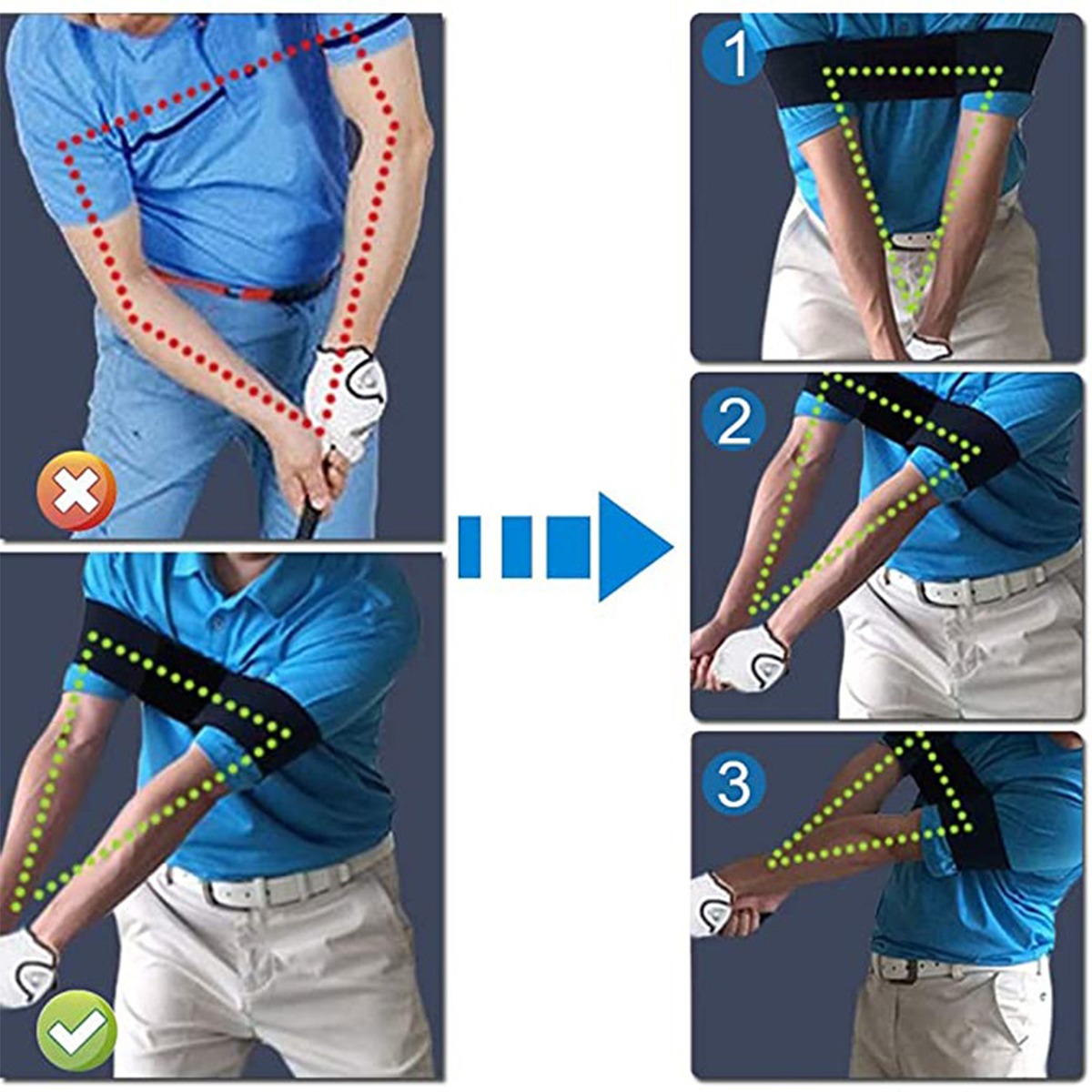 1pcs Golf Assist Training Swing Arm Band Correct Swing Posture Practice ...
