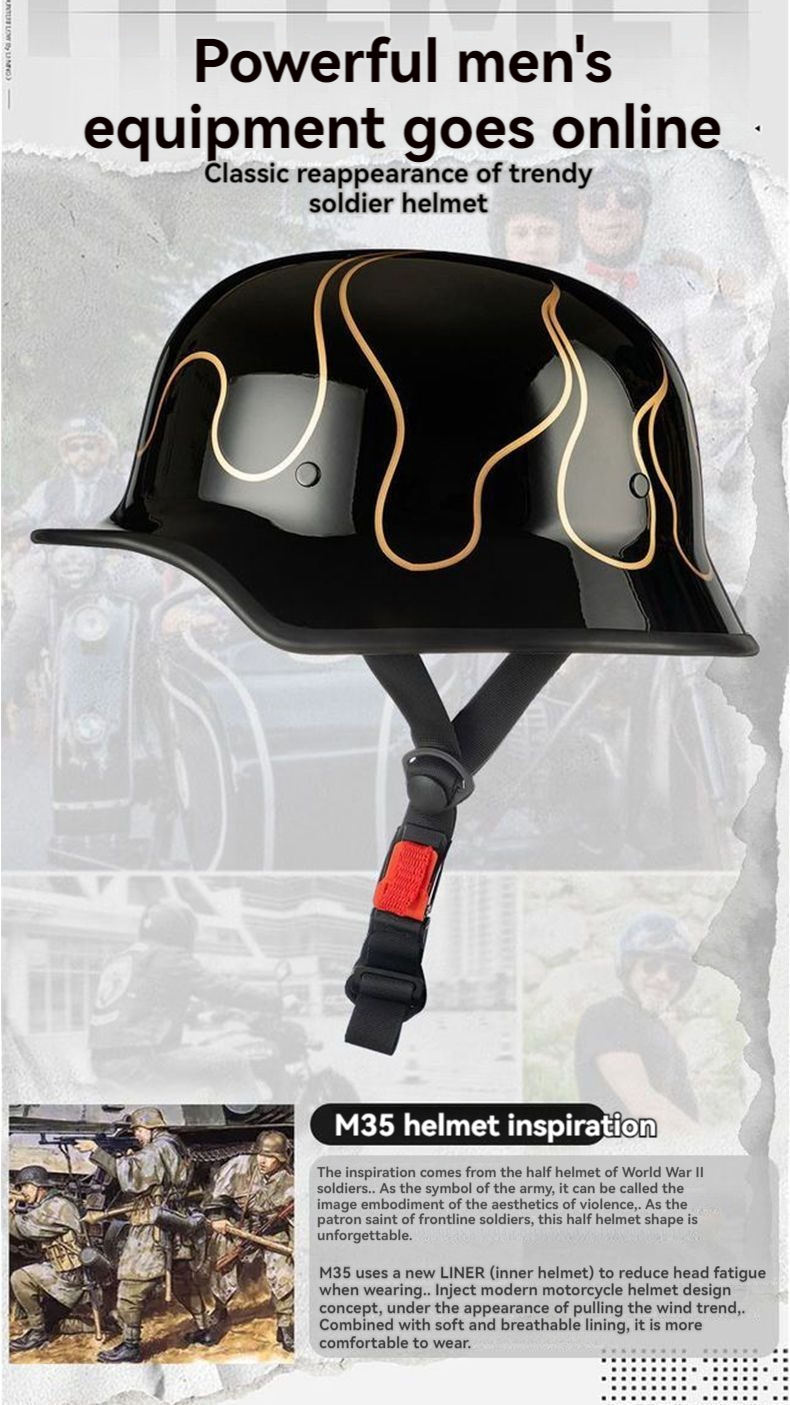 【YX】COD ⚡Retro Harley Helmet⚡ Half Helmet Summer Lightweight German ...