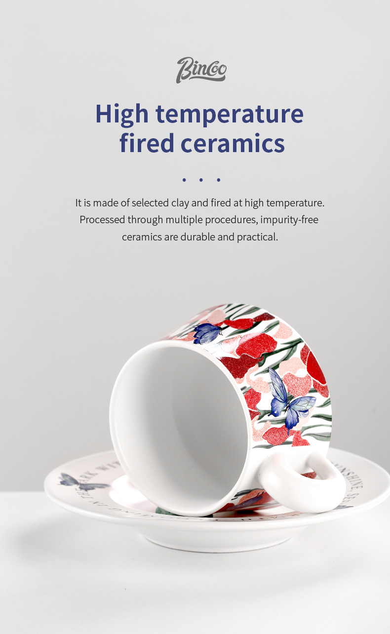 Bincoo Ceramic Coffee Cup Saucer Set Latte Art Cup High-end Exquisite ...