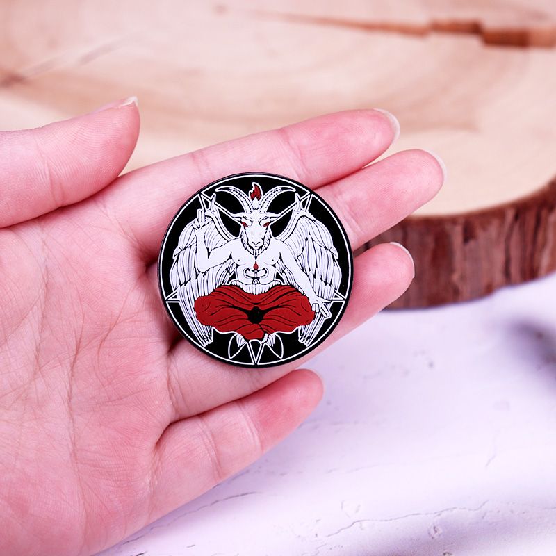 Baphomet Satan Goat Head Man Enamel Pin Evil Badge Clothes Hat Backpack ...