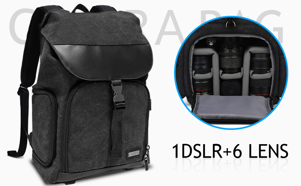 Caden Multipurpose Camera Backpack Vintage Canvas Laptop Bag for DSLR ...