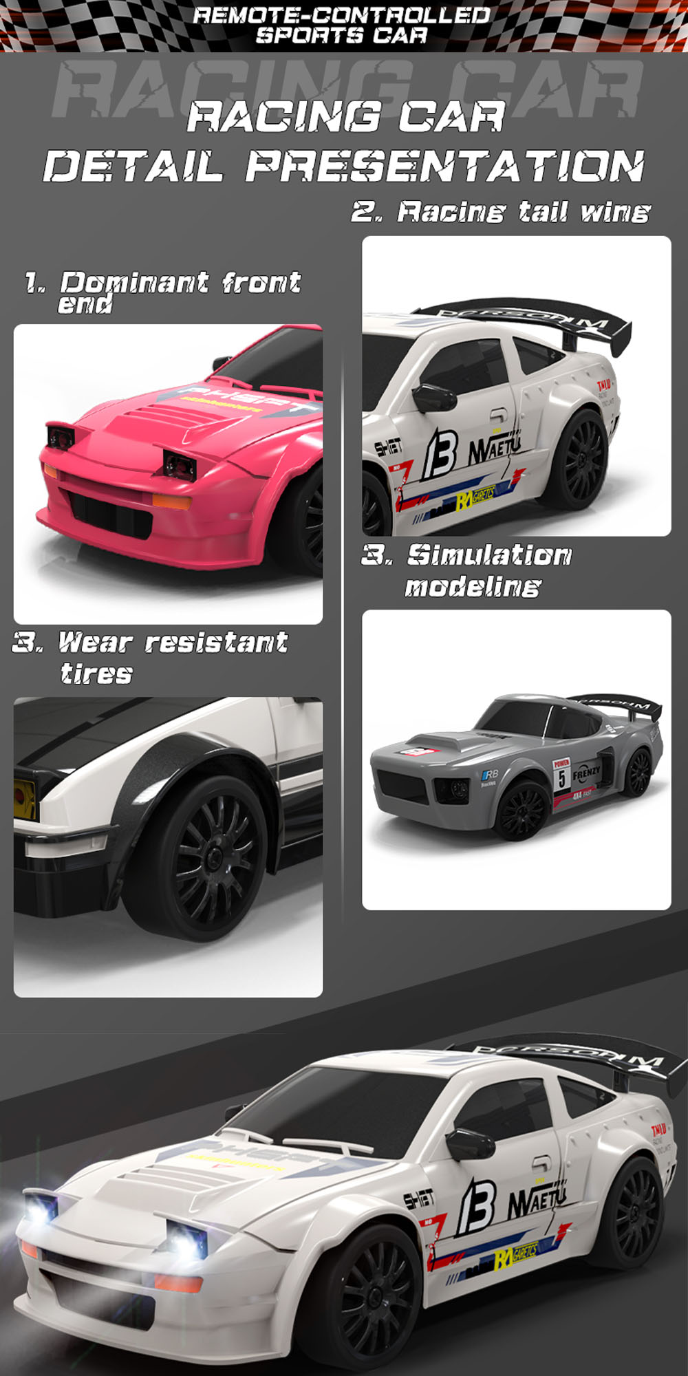 4WD RC Drift Car Racing AE86 GTR Sport Car 2.4G Remote Control High ...