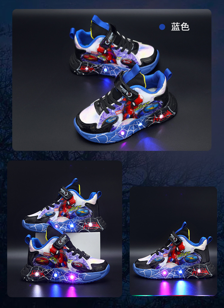 3-9 Age LED Light Sport Shoes Kids Boys Spiderman LED Shoes Budak ...