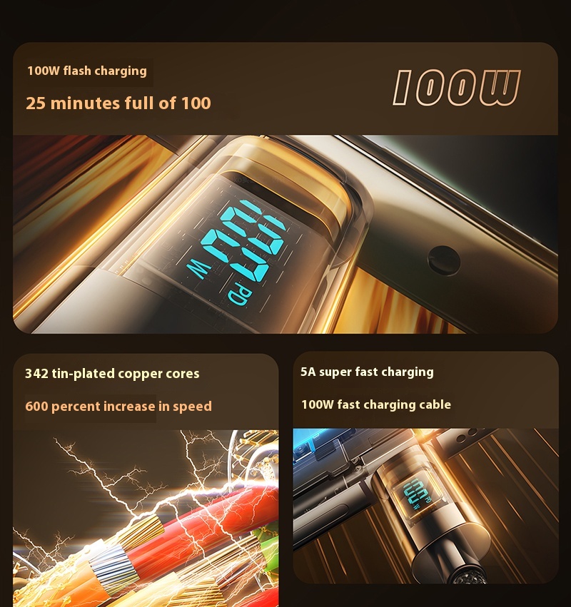 Digital Display 100W Data Cable ios 15 Type C High Current Transfer ...