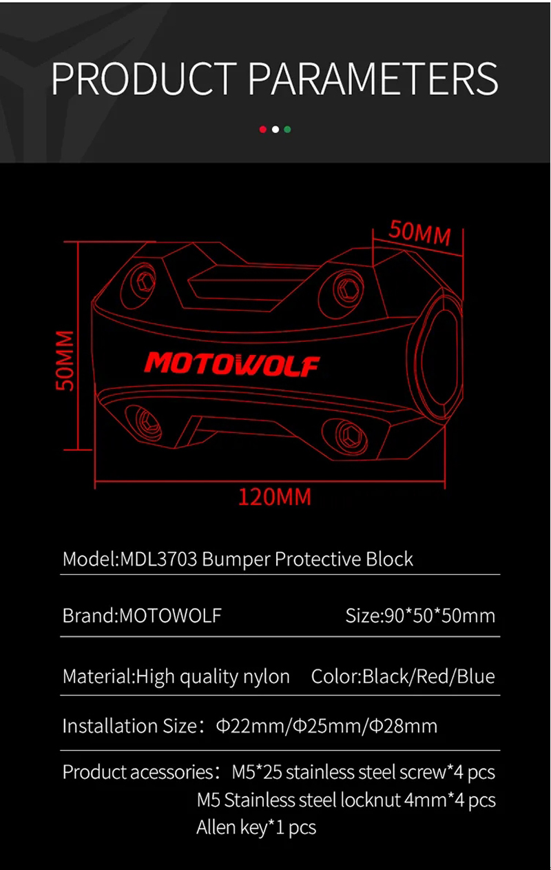 MOTOWOLF Universal for 22MM 25MM 28MM Motorcycle Engine Guard Bumper ...