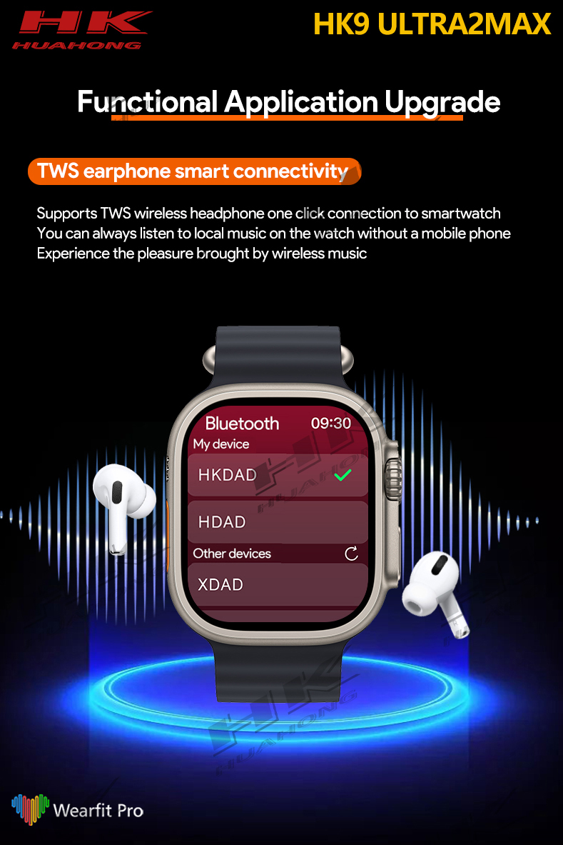 2024 HK9 Ultra2 MAX AMOLED Smartwatch Men HK8 Upgraded ChatGPT NFC Smart Watch 2GB ROM Dynamic ...