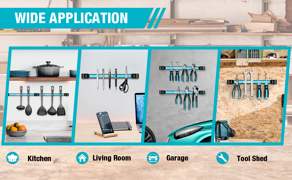 DURATECH 4 Pcs 12" Magnetic Tool Holder Strip Heavy Duty Magnetic Tool Bar Magnetic Space Saving ...