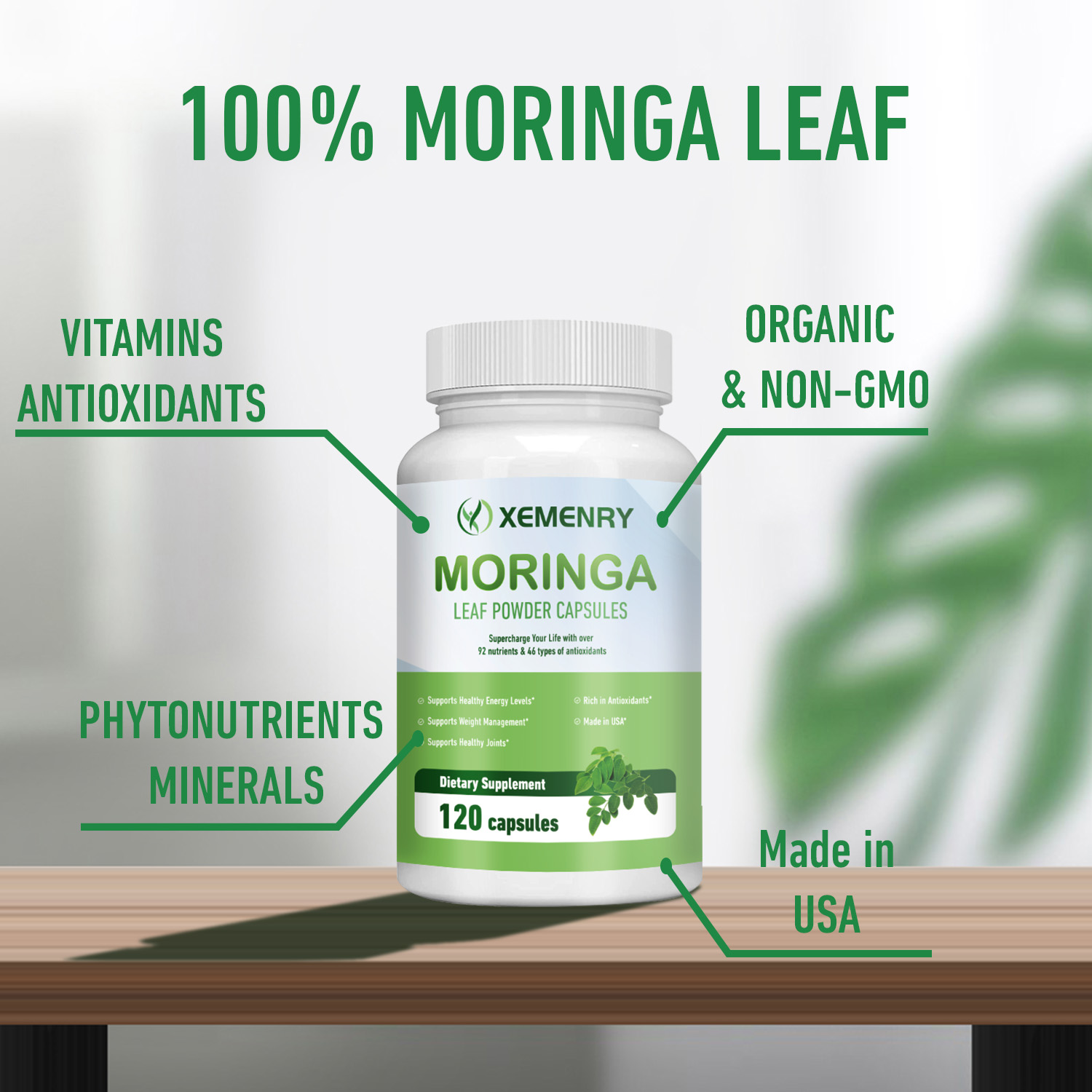 Moringa - 120 Capsules - 100% Pure Single Source Moringa Leaf Powder ...