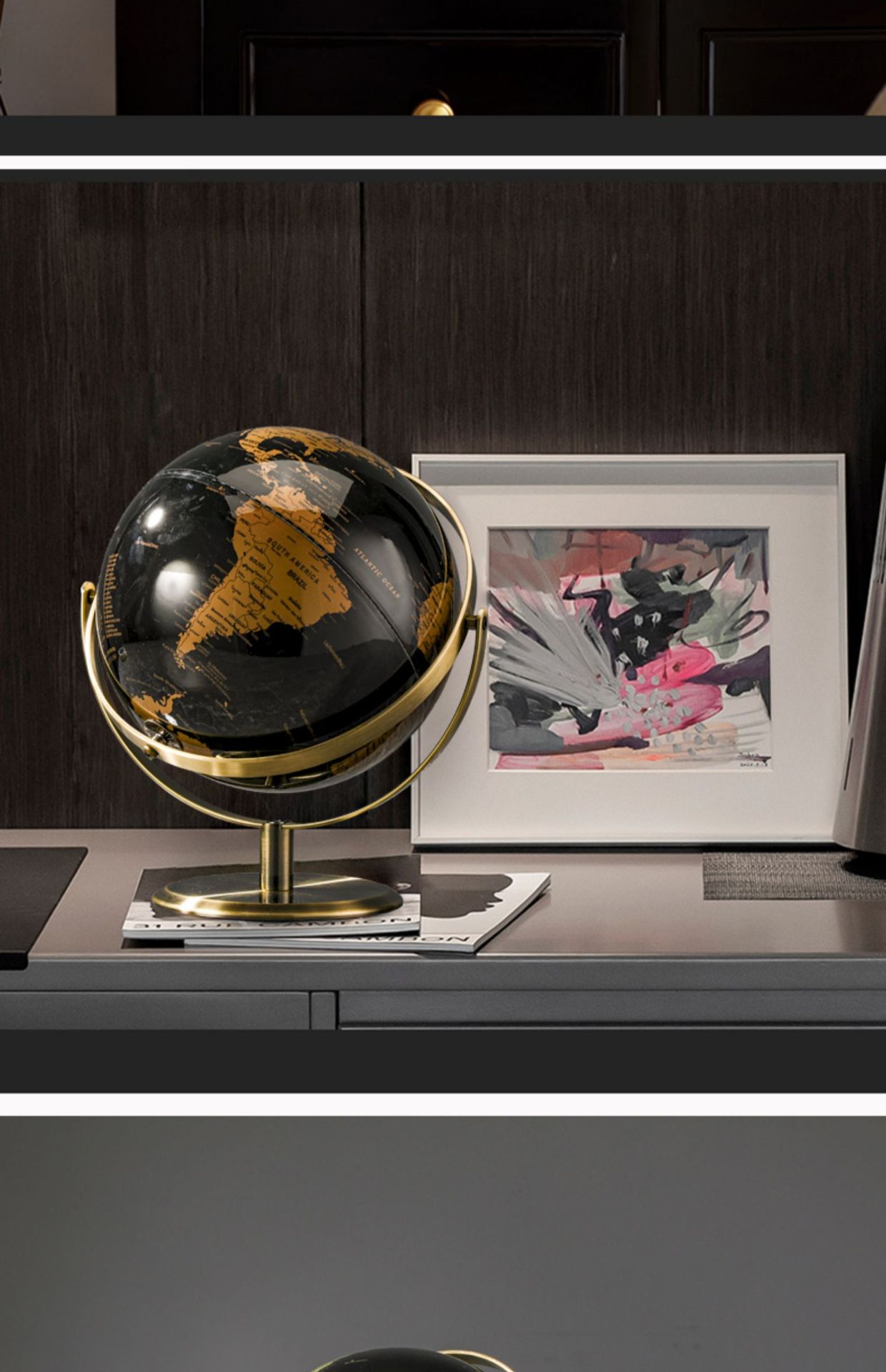 720° Rotating 32cm Large HD standard Globe Vintage balck globe Nordic ...