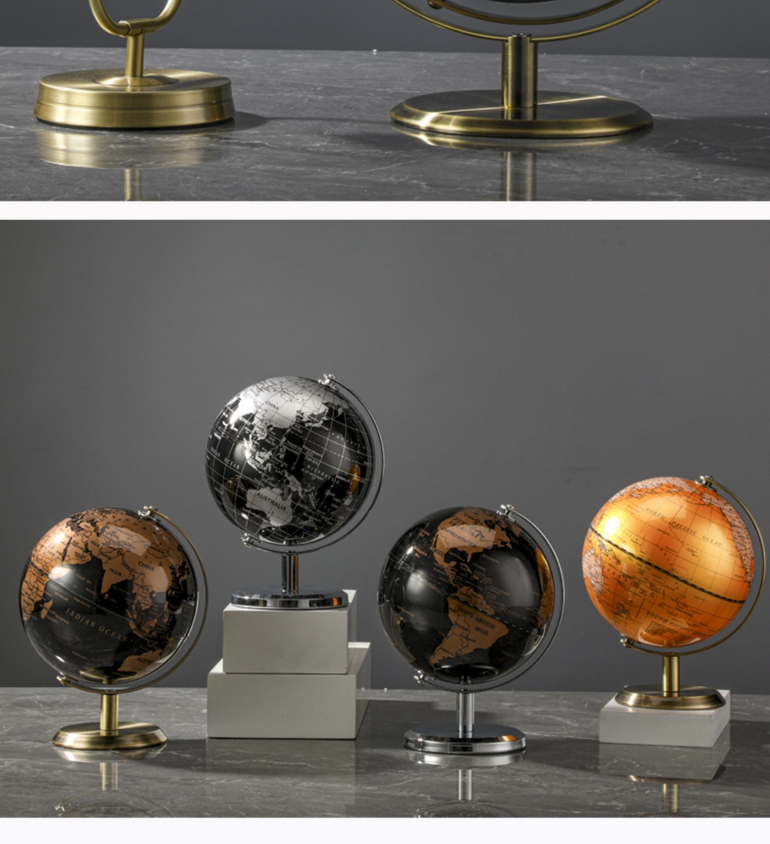 720° Rotating 32cm Large HD standard Globe Vintage balck globe Nordic ...