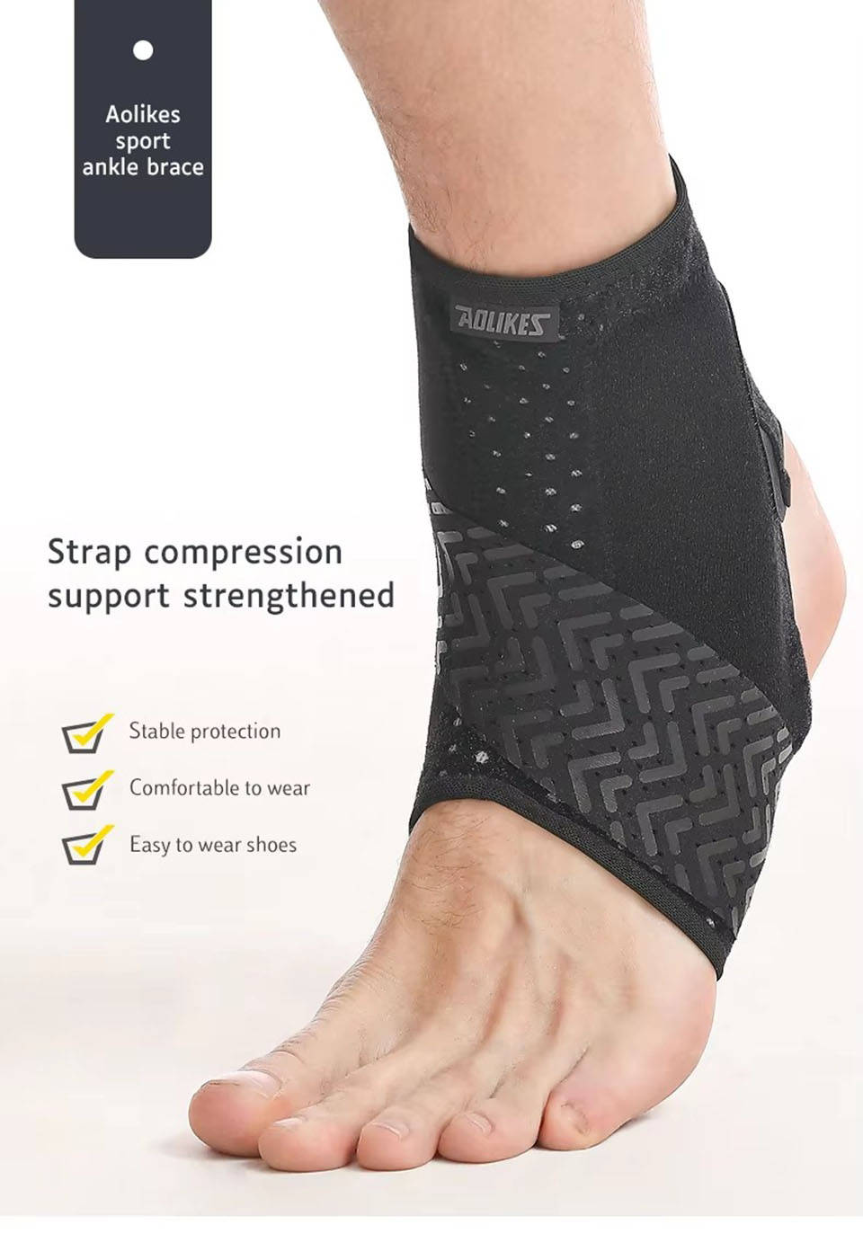 AOLIKES 7123 Gym Ankle Strap Protection With Support Plates Adjustable ...