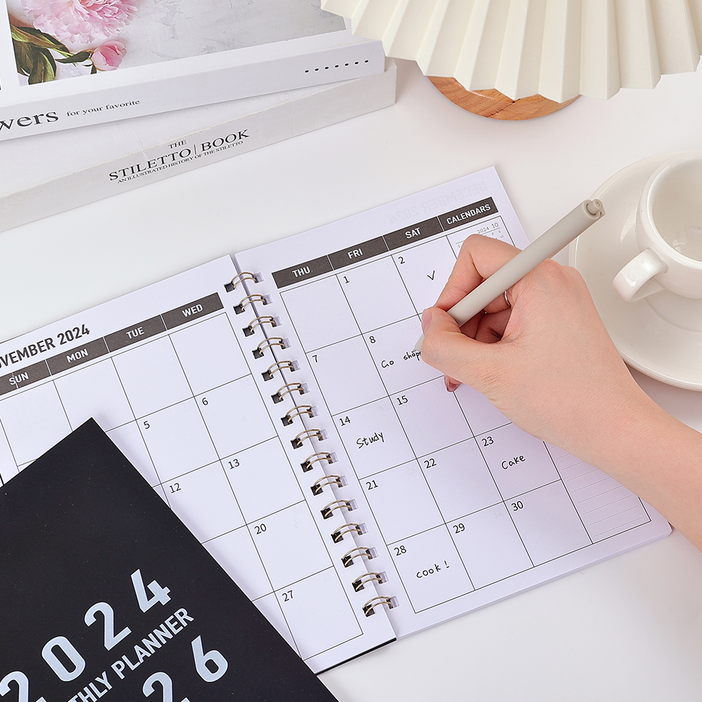 Trendy New 29 Sheets 2024-2026 Monthly Planner with Black PVC ...