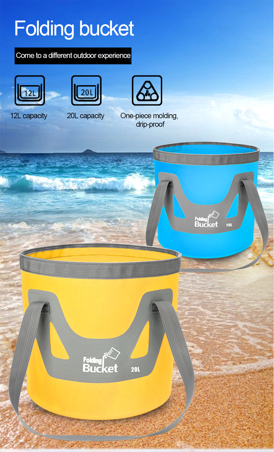 Upgraded Collapsible Bucket with Handle, Lightweight Folding Water ...