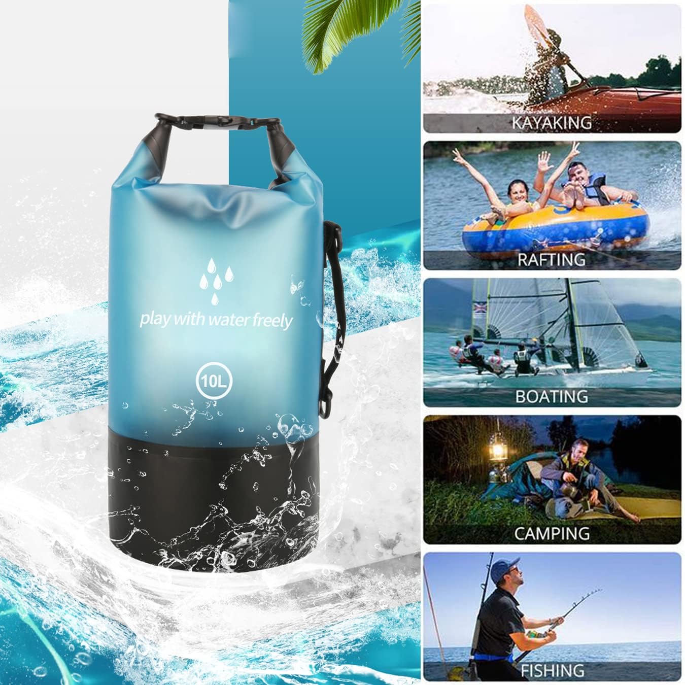 Waterproof Dry Bag,5L/10L/20L Roll Top Lightweight Dry Storage Bag ...