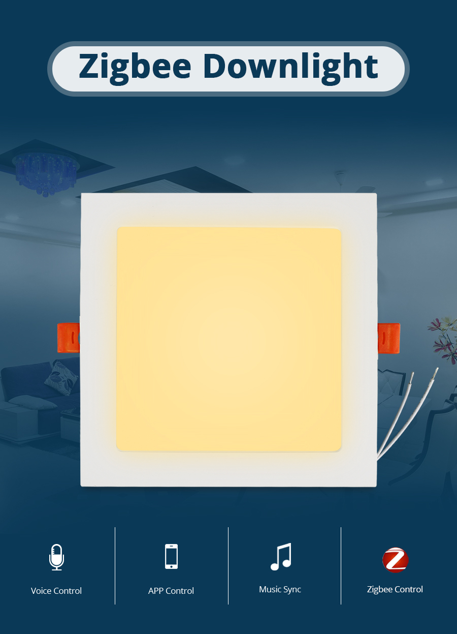 Zemismart Tuya Zigbee LED Downlight RGBCW Recessed Square Panel Ceiling ...