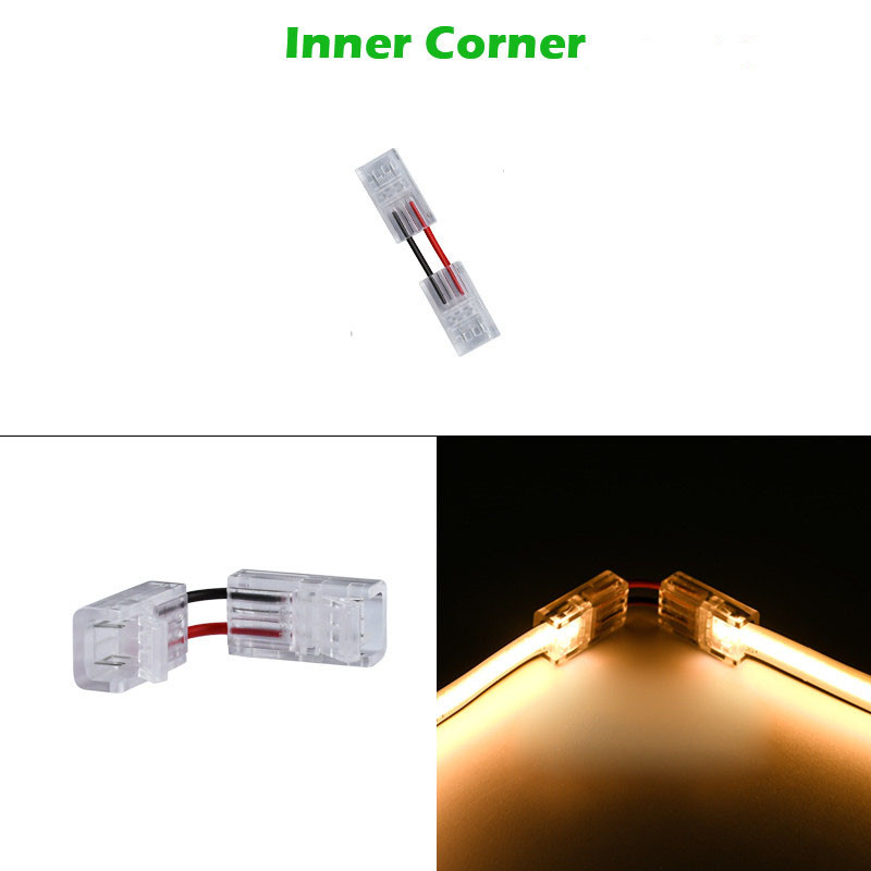 8mm 2pin COB LED Strip Connector Tape Lights L Shape LED Corner ...