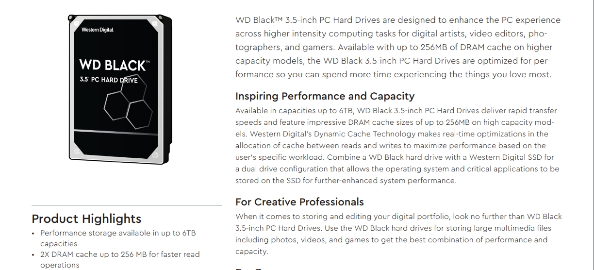 HGST WD Black 1TB 2TB 3TB 4TB HDD 3.5-Inch Gaming Performance Mobile ...