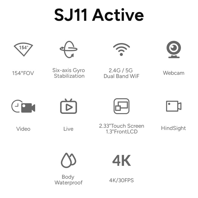 SJCAM SJ11 4K Action Camera, 5M Waterproof Underwater, Motorcycle ...