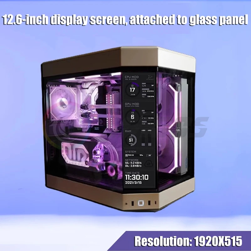 Professional Secondary Screen For HYTE Y60 Side Panel Display 12.6-inch ...