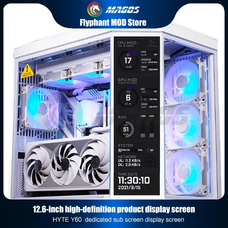 Professional Secondary Screen For HYTE Y60 Side Panel Display 12.6-inch ...