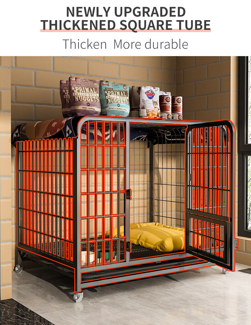 Big Dog Cage Bold Metal Indoor Pet Cage Large Free Space with 4 Wheels ...