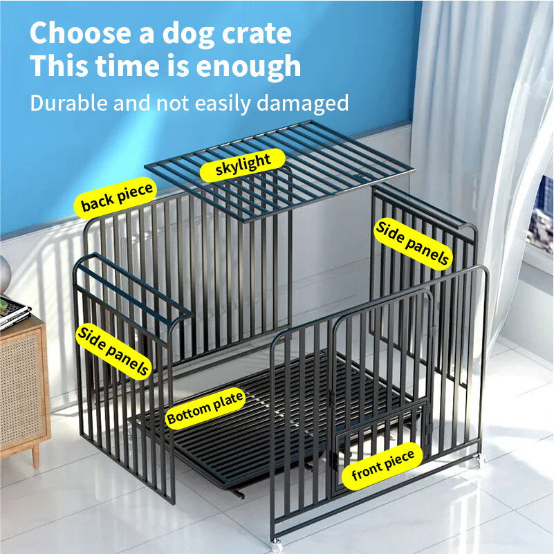 Big Dog Cage Bold Metal Indoor Pet Cage Large Free Space with 4 Wheels ...